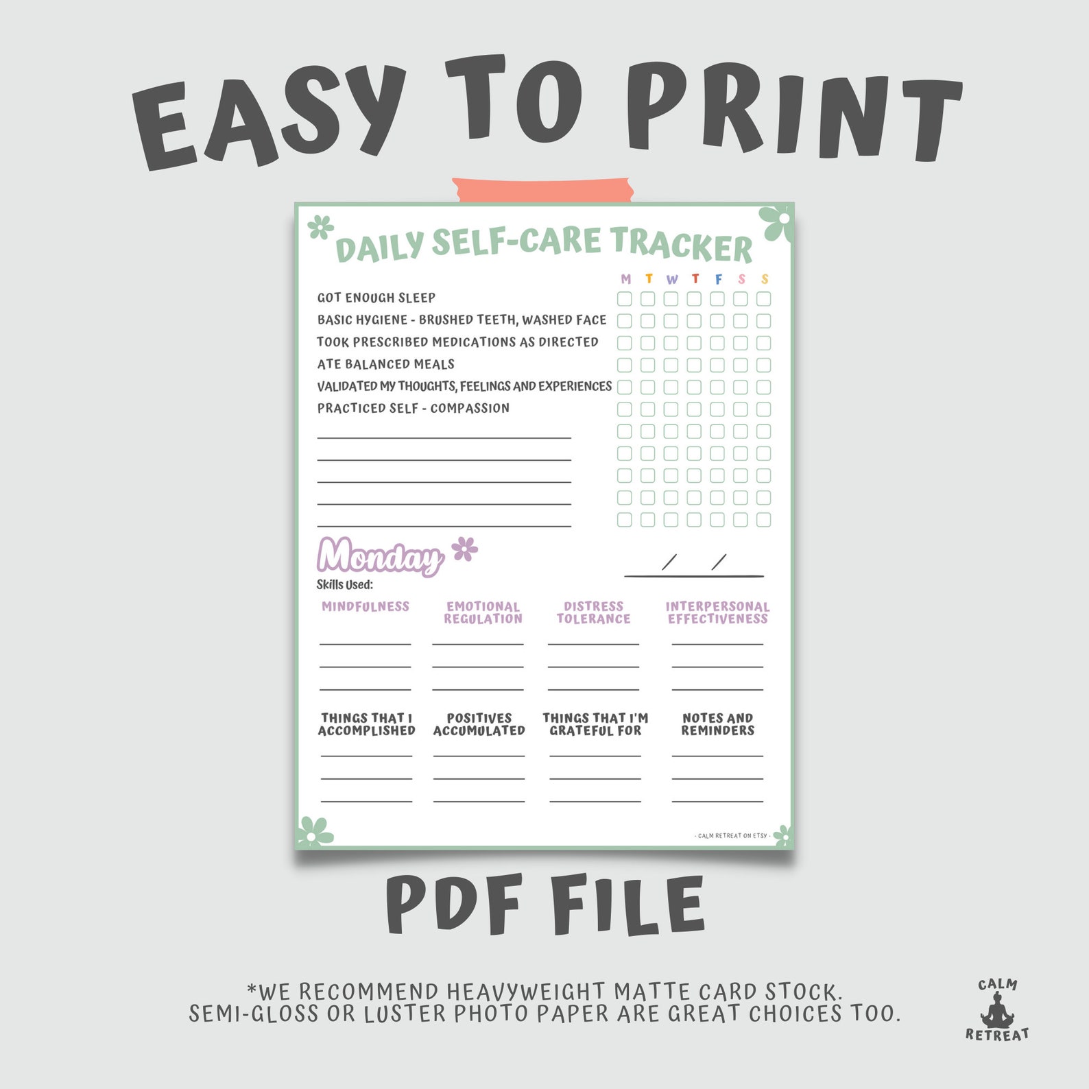 DBT Planner, DBT Skills Tracker, Mental Health Journal, Self Care ...