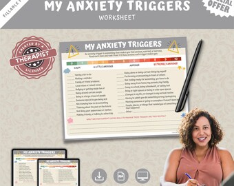 Anxiety Triggers Fillable Worksheet Kids Children With Anxiety ...