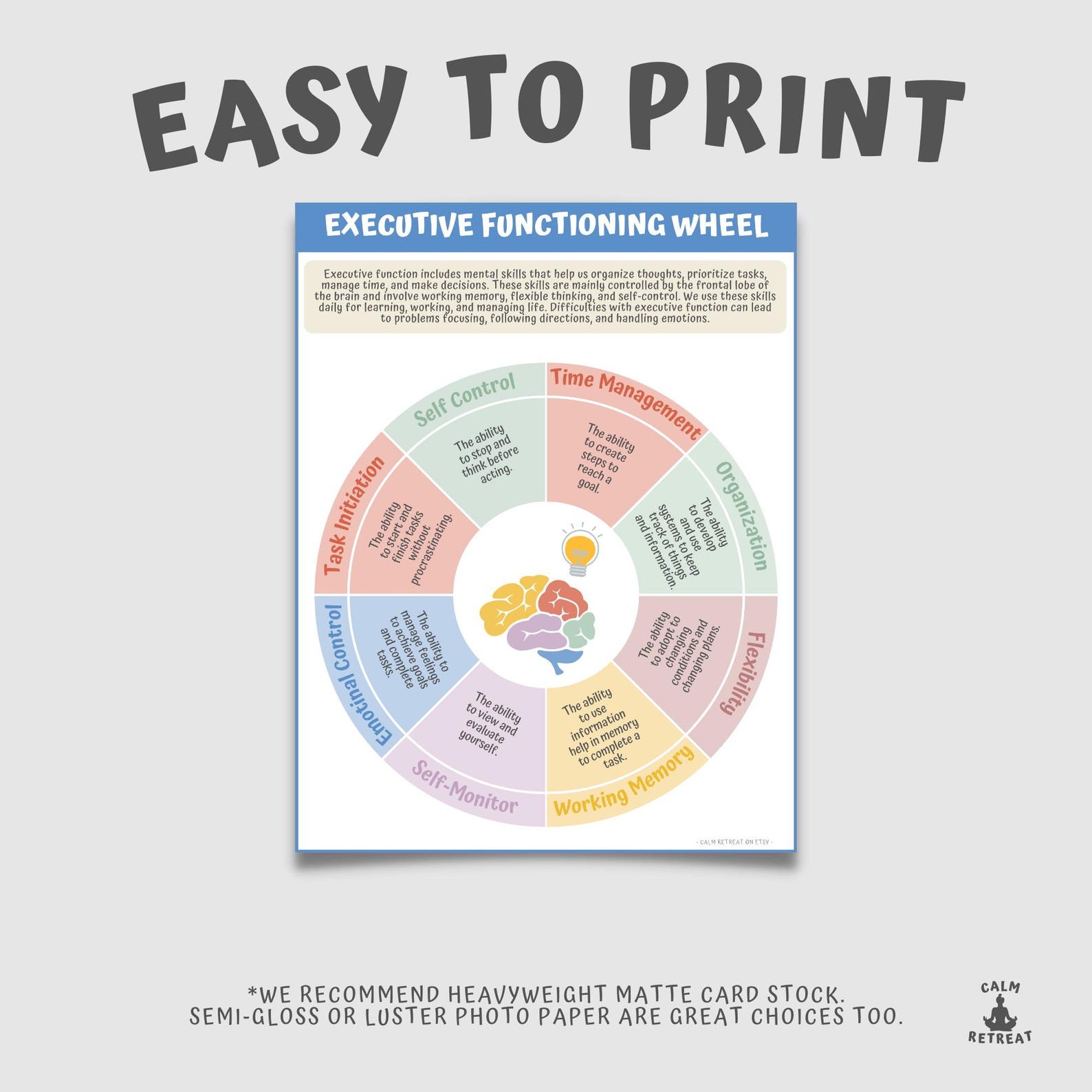 Executive Functioning Wheel and Strategies, ADHD, Autism, Mental Health, Therapeutic Aids ...