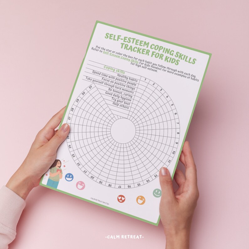 Self-esteem Coping Skills Tracker for Kids Fillable Worksheet Mental ...