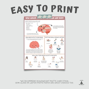 Anger Affects on Brain & Body Handout for Kids Teens, Mental Health ...
