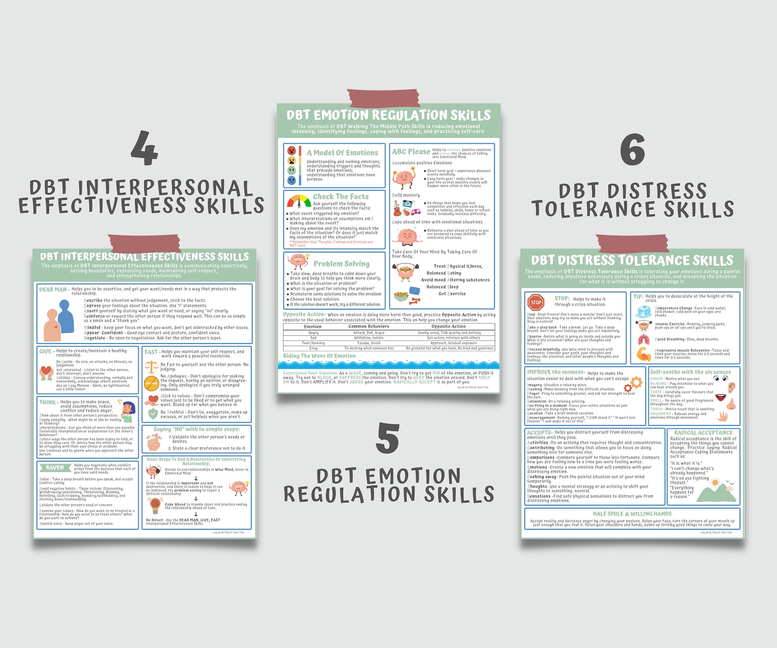 DBT Coping Skills Handouts Bundle: Mental Health, Anxiety Relief ...