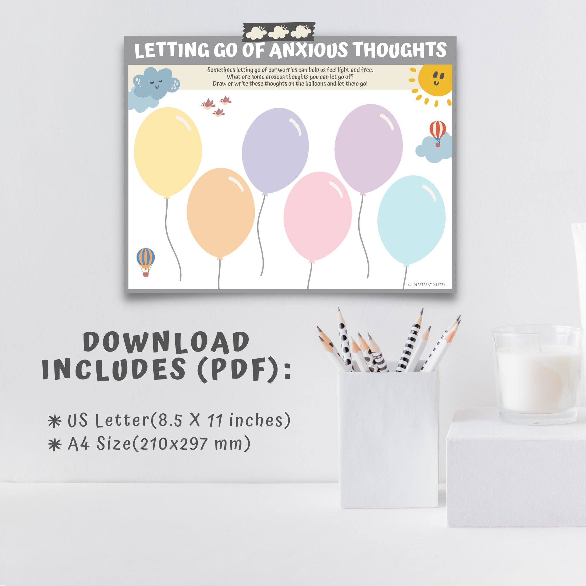 Anxiety Worksheet: Letting Go of Anxious Thoughts (digital Download) - Etsy