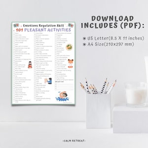 DBT Pleasant Activities List Worksheet, Dialectical Behavior Therapy ...