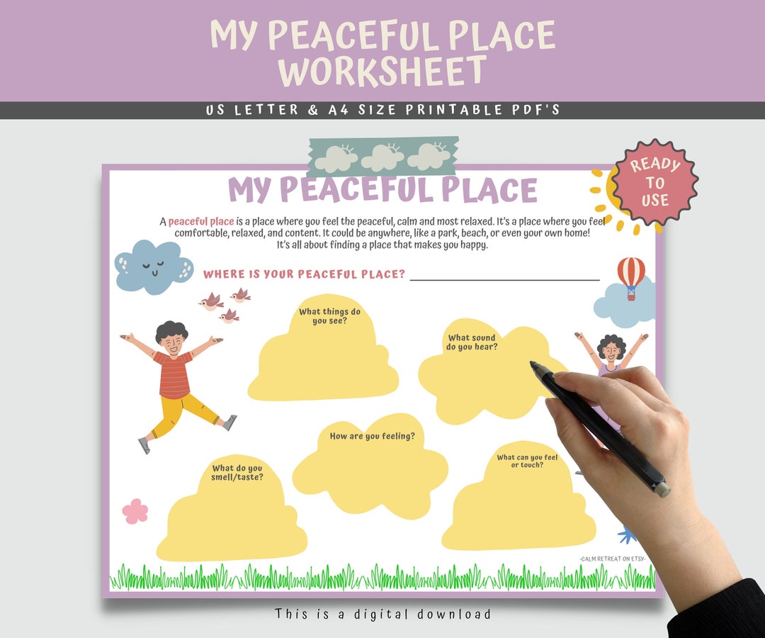 Coping Skills Worksheets for Kids, My Peaceful Place Worksheet, SEL ...