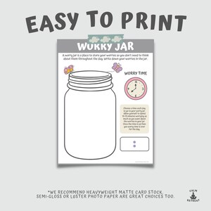 Worry Jar Fillable Worksheet for Kids Children, Printable Therapy ...