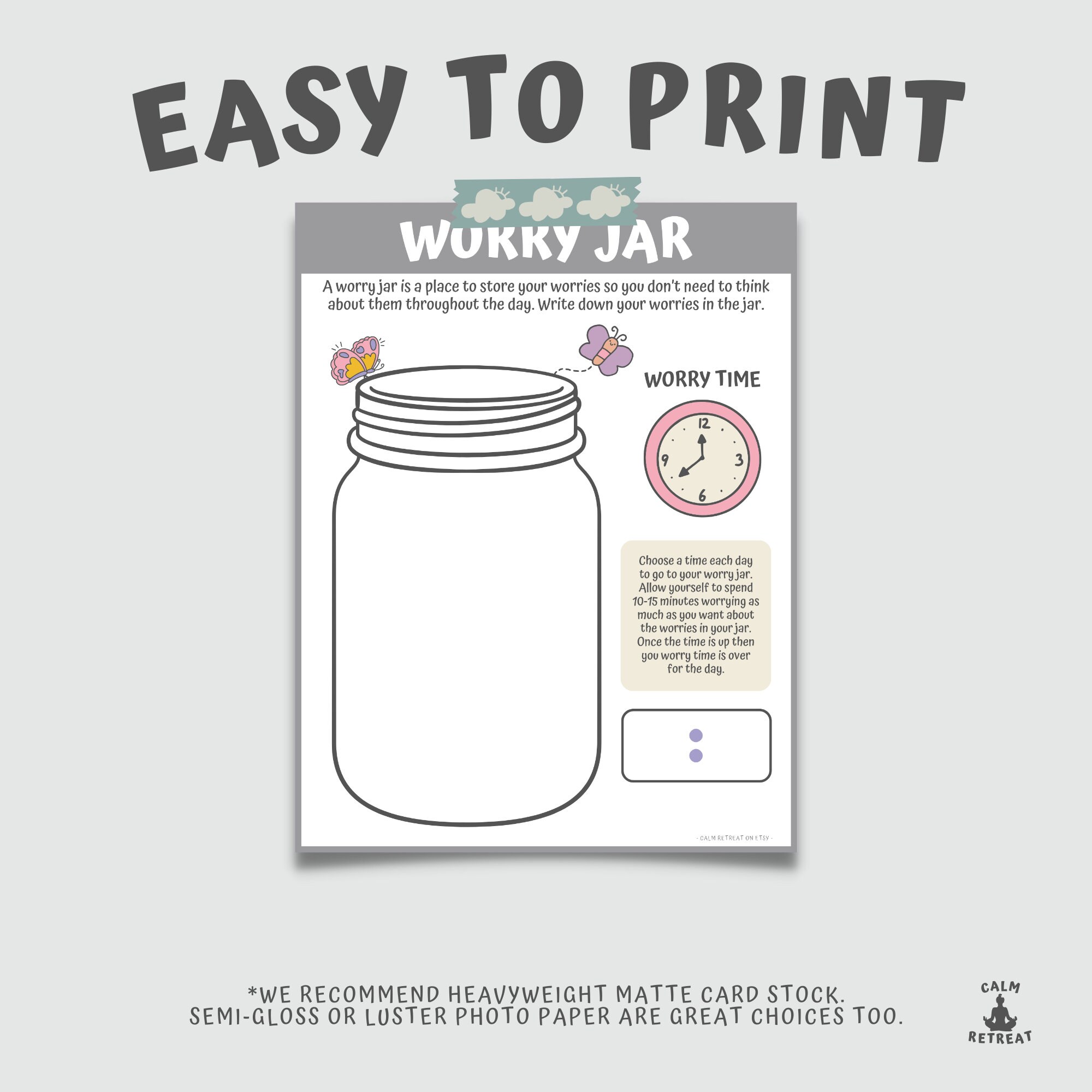 Worry Jar Worksheet for Kids & Teens: Anxiety Activity (digital ...