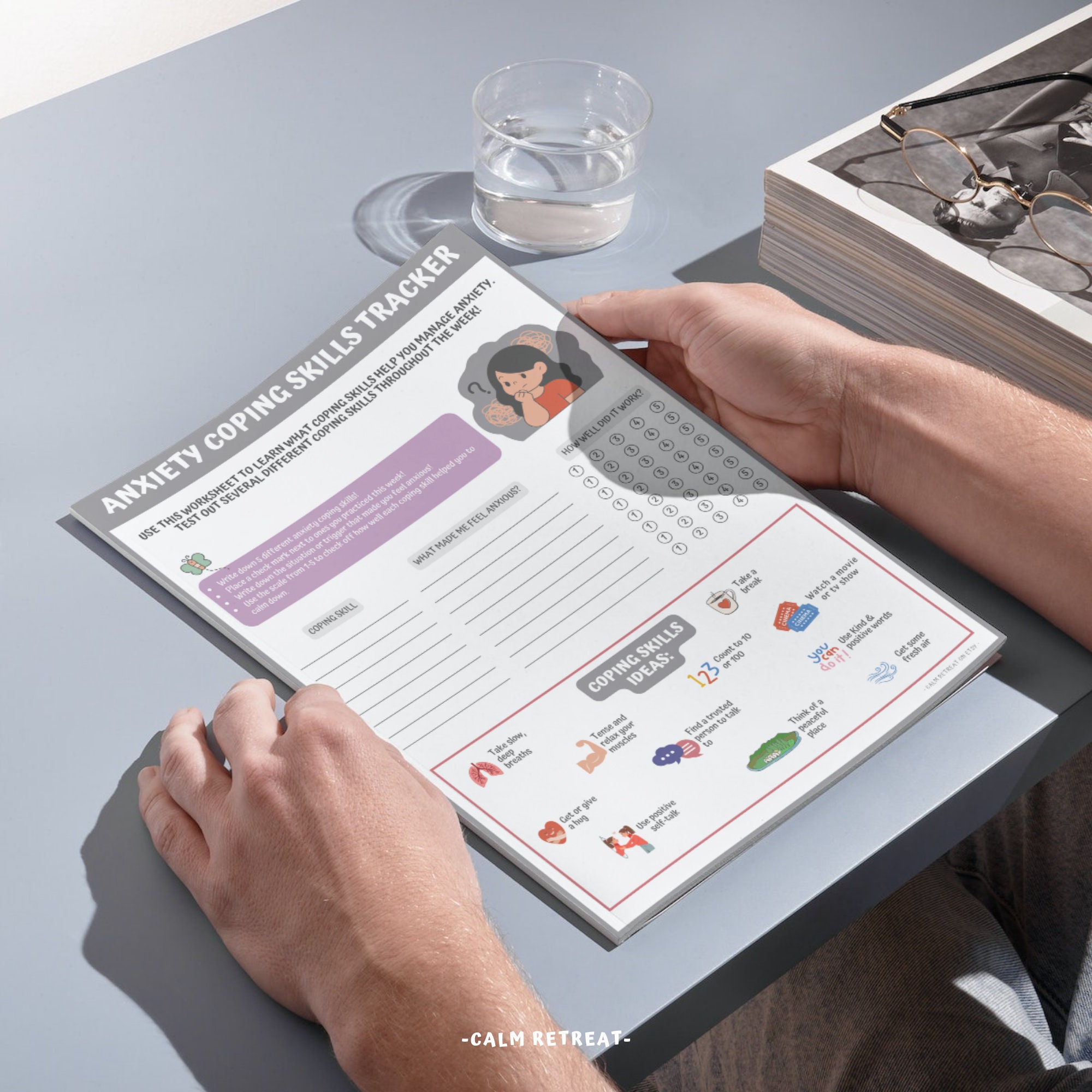 Anxiety Coping Skills Tracker Fillable Worksheet Kids, Mental Health ...