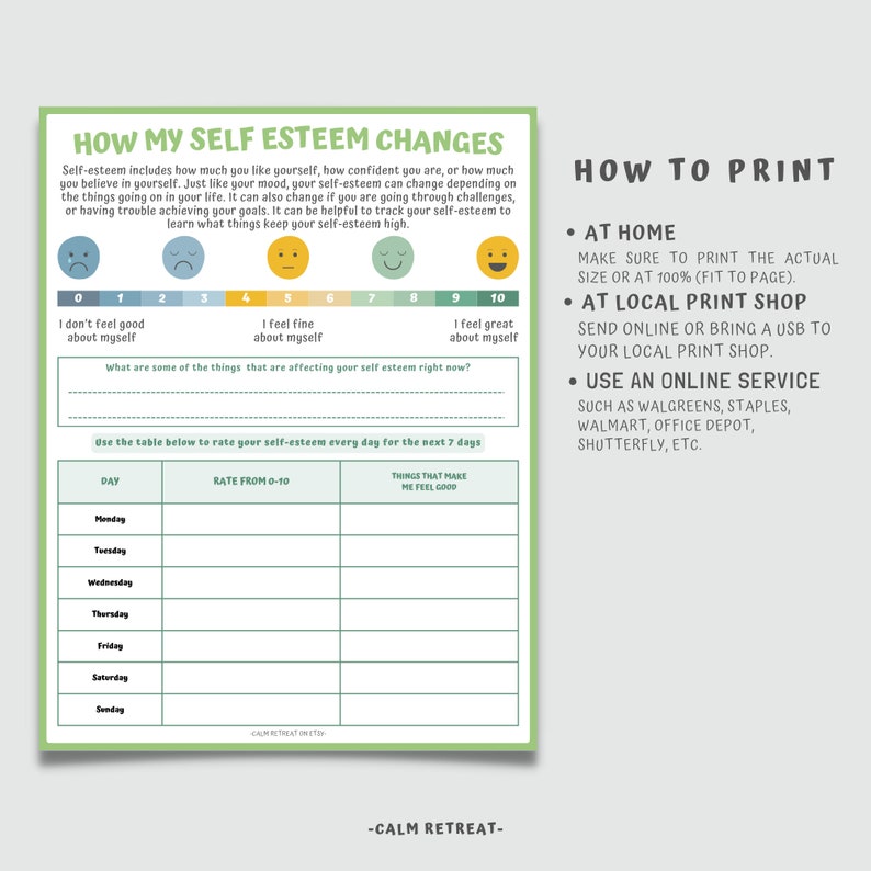 Self-esteem Worksheet for Kids Teens, How My Self Esteem Changes, Self ...