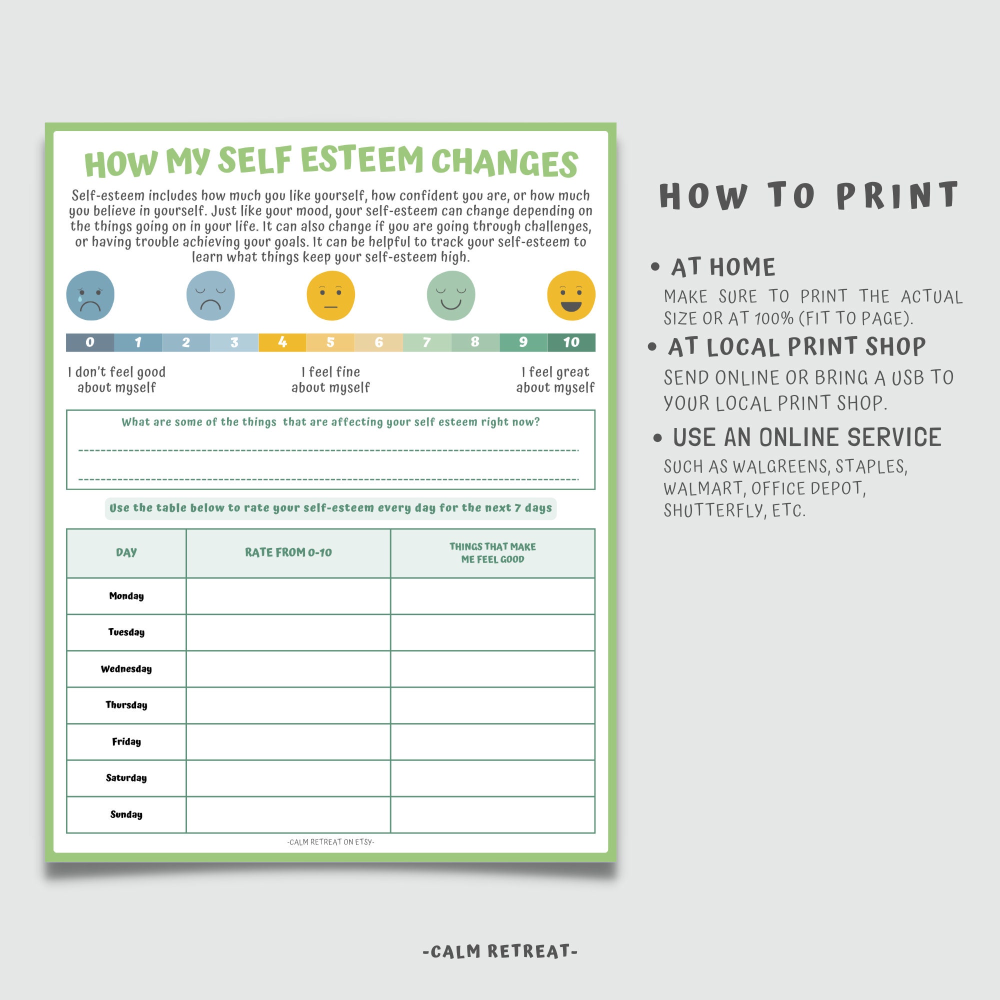 Self-esteem Worksheet for Kids Teens, How My Self Esteem Changes, Self ...