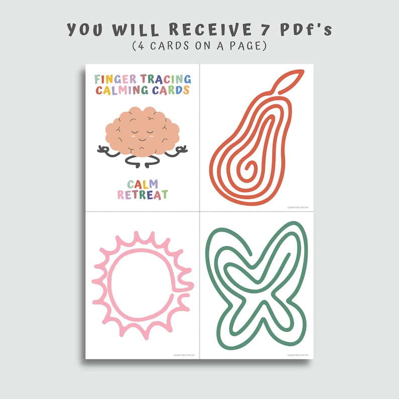 Printable Finger Tracing Calming Cards: Kids Mindfulness Activity ...