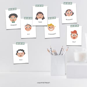 20 Feelings Emotions Flashcards for Kids & Teens, Montessori Preschool ...