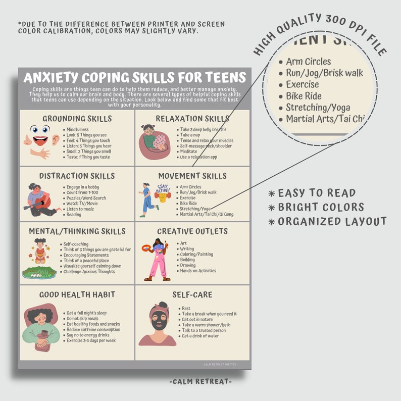 Anxiety Coping Skills for Teens Handout, Therapy School, Therapist ...