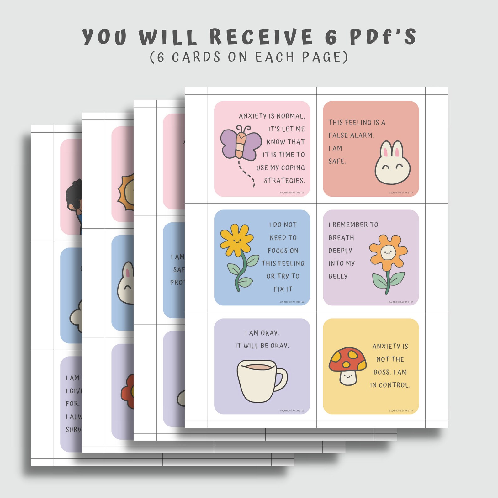 36 Anxiety Coping Statement Printable Cards, Affirmations Grounding ...