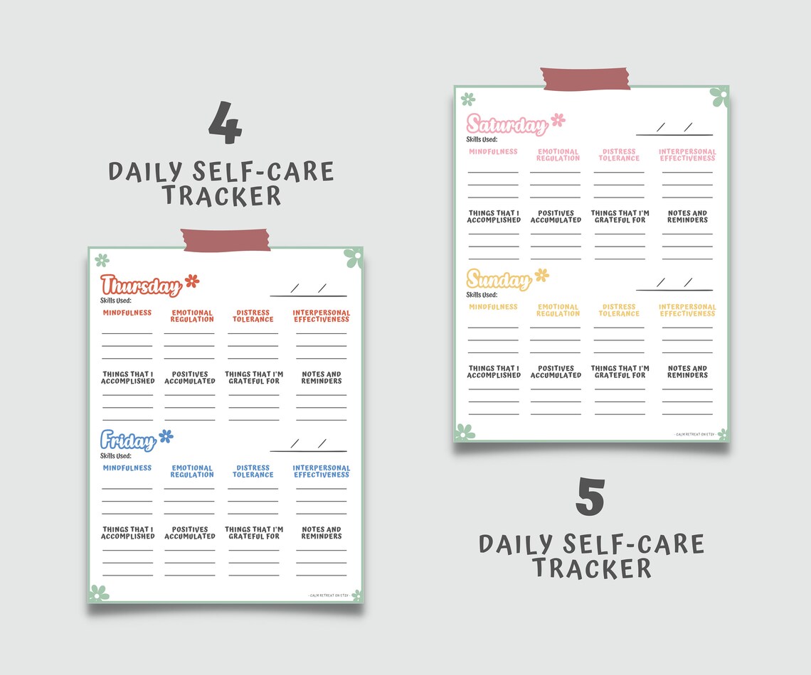 DBT Planner, DBT Skills Tracker, Mental Health Journal, Self Care ...