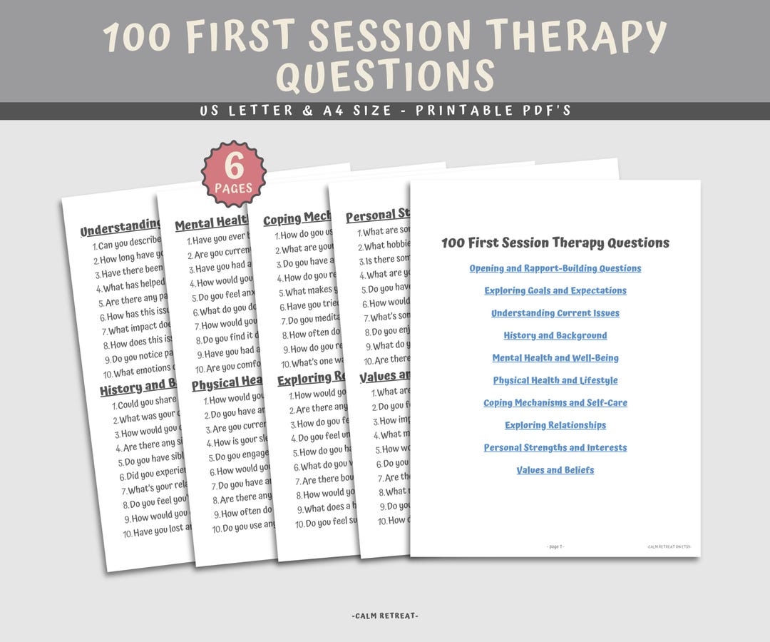 100 First Session Therapy Questions - Digital Guide for Therapists ...