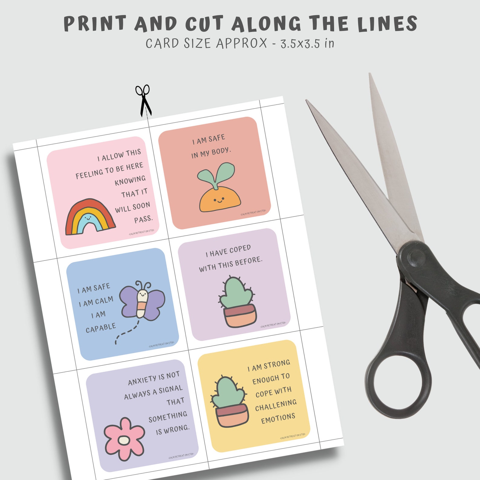 36 Anxiety Coping Statement Printable Cards, Affirmations Grounding ...