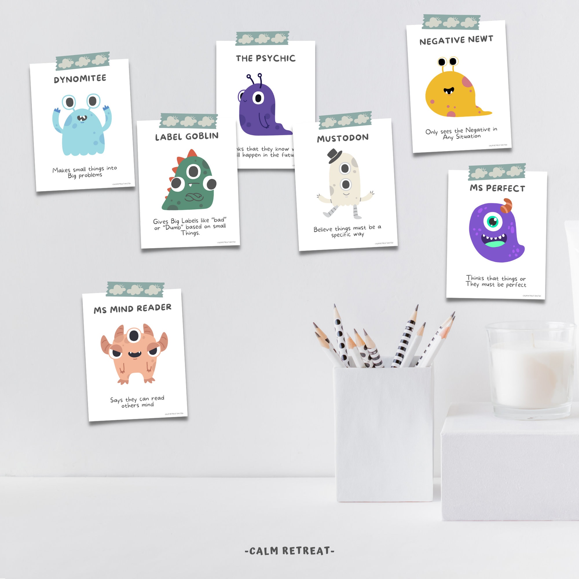 Thought Monster Flashcards: Mental Health Tool for Kids & Teens (PDF ...