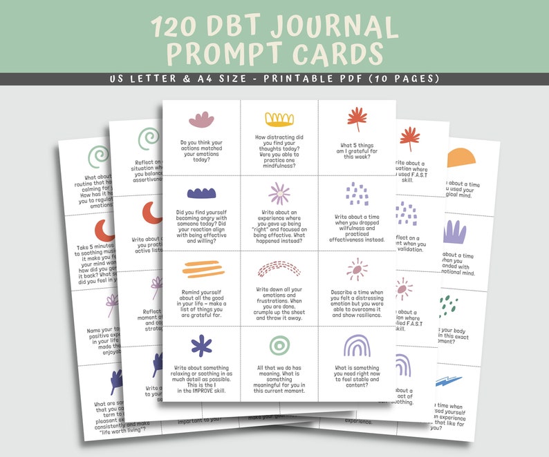 DBT Journal Prompts, Emotional Regulation, Mindfulness, Distress ...