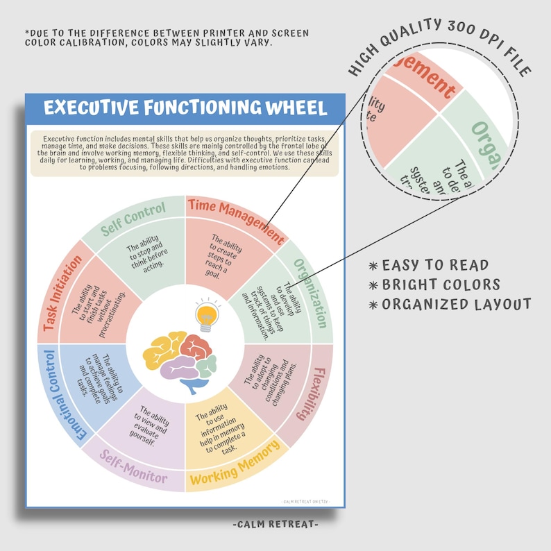 Executive Functioning Wheel and Strategies, ADHD, Autism, Mental Health ...