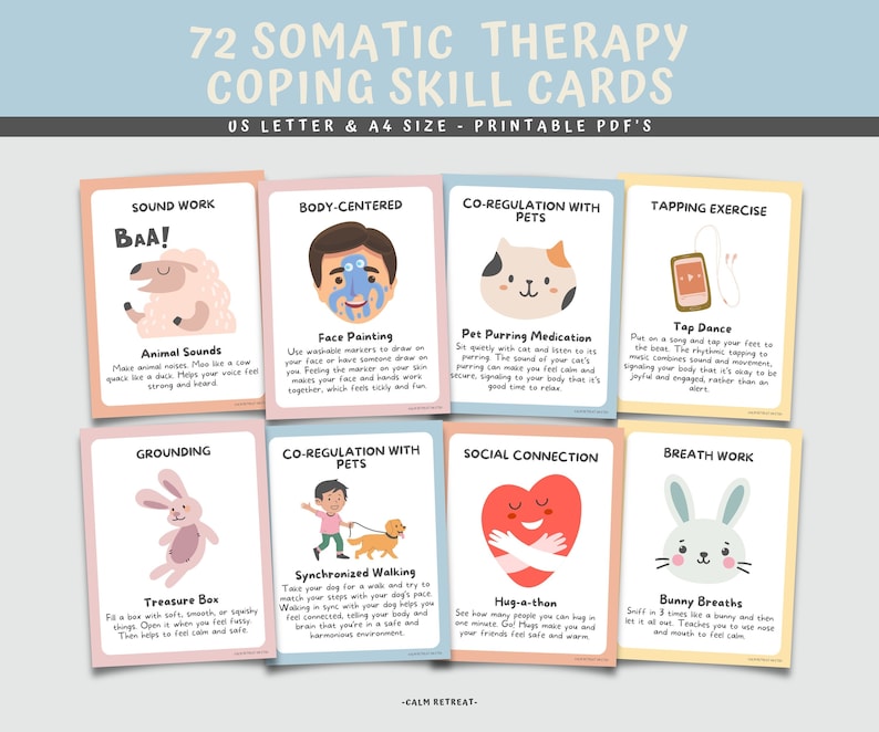 Somatic Therapy Exercise Cards: Trauma & Nervous System Regulation ...