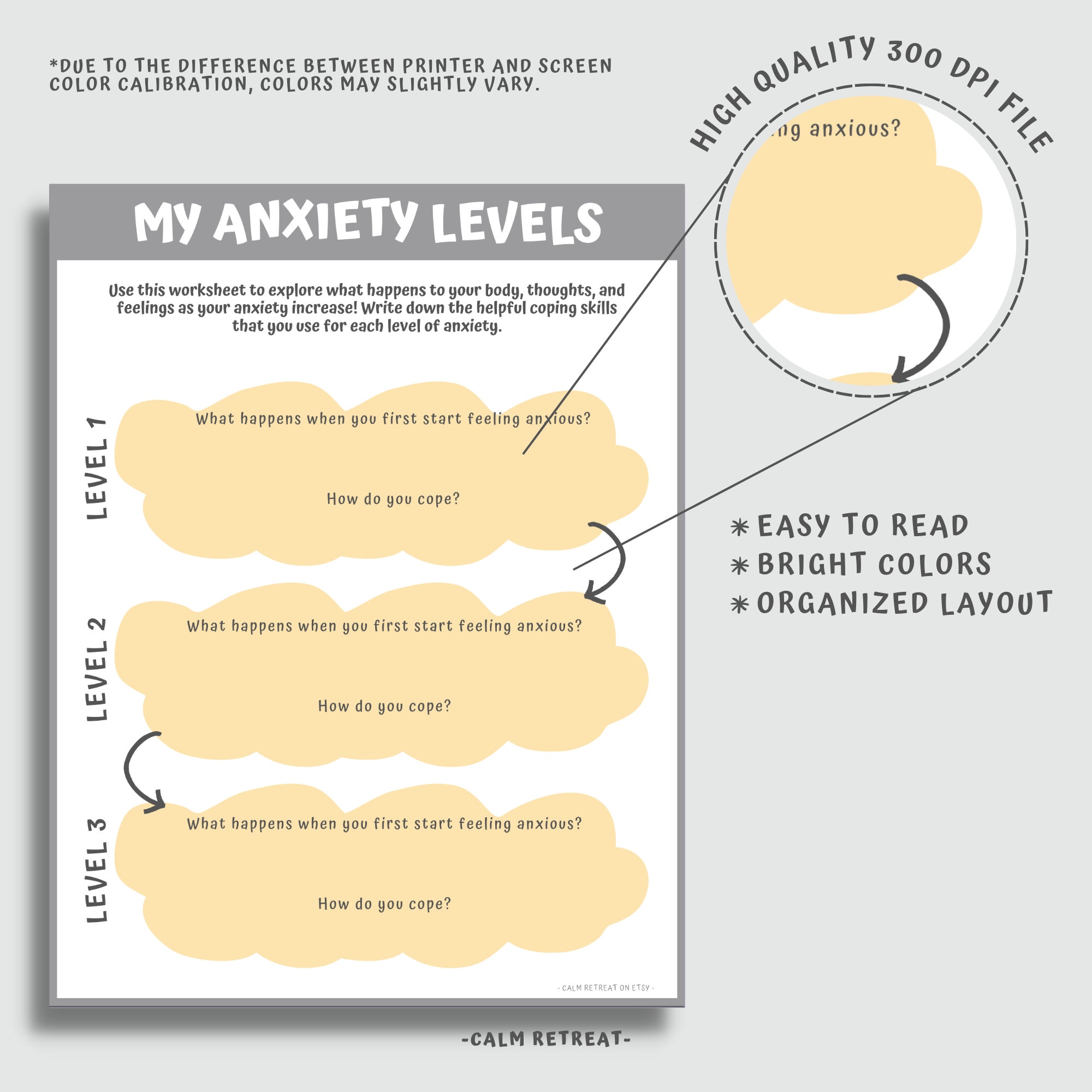 My Anxiety Levels Worksheet for Kids and Teens, Anxiety Resource ...