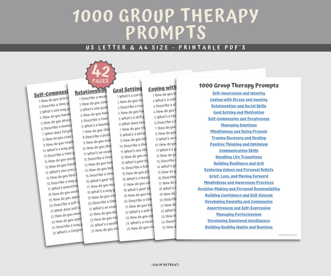 1000 Group Therapy Prompts, Group Therapy Activities, Group Therapy ...