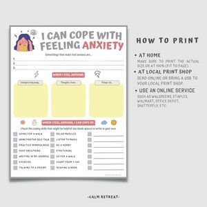 Anxiety Coping Skills Worksheet for Kids & Teens (digital Download) - Etsy