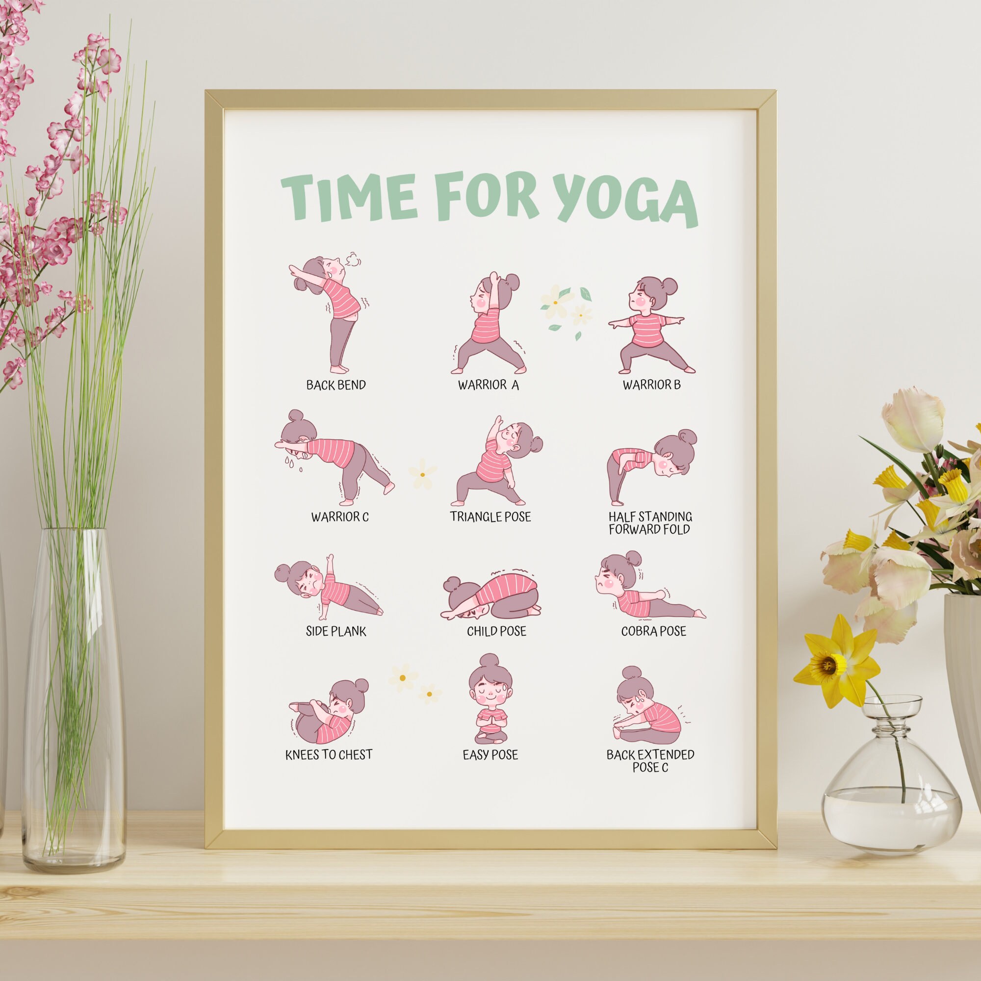 Yoga Poses Poster for Kids Montessori, Morning Yoga Routine for ...
