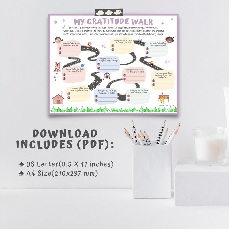 My Gratitude Walk Worksheet, Coping Skills Worksheets for Kids, Social ...