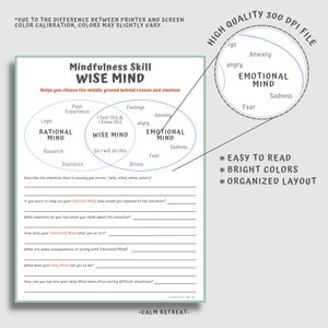 DBT Wise Mind Worksheets: Mindfulness Skills (PDF) - Etsy
