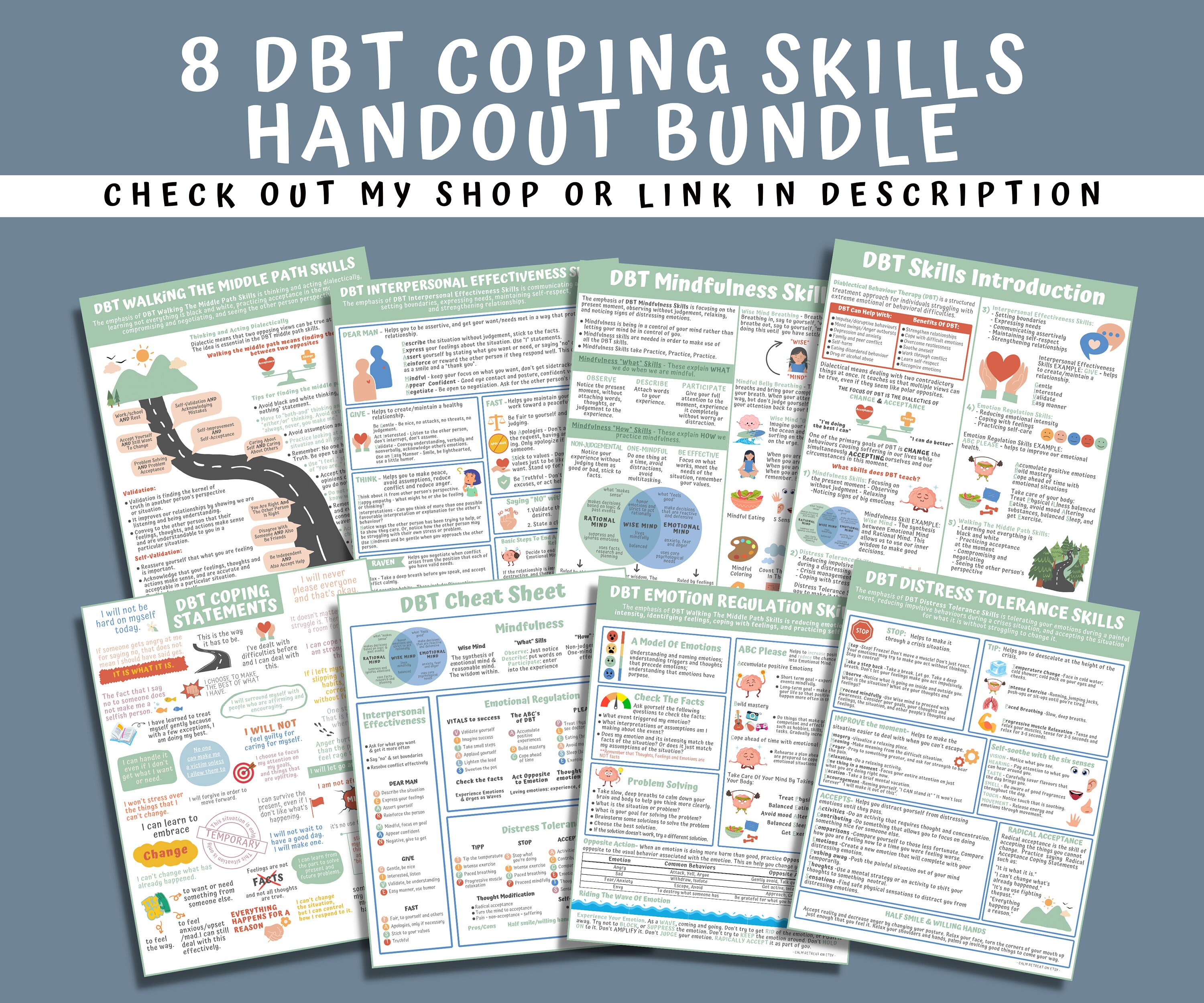 DBT Cheat Sheet, DBT Skills, Borderline, Bpd, Therapy Worksheet, Mental ...