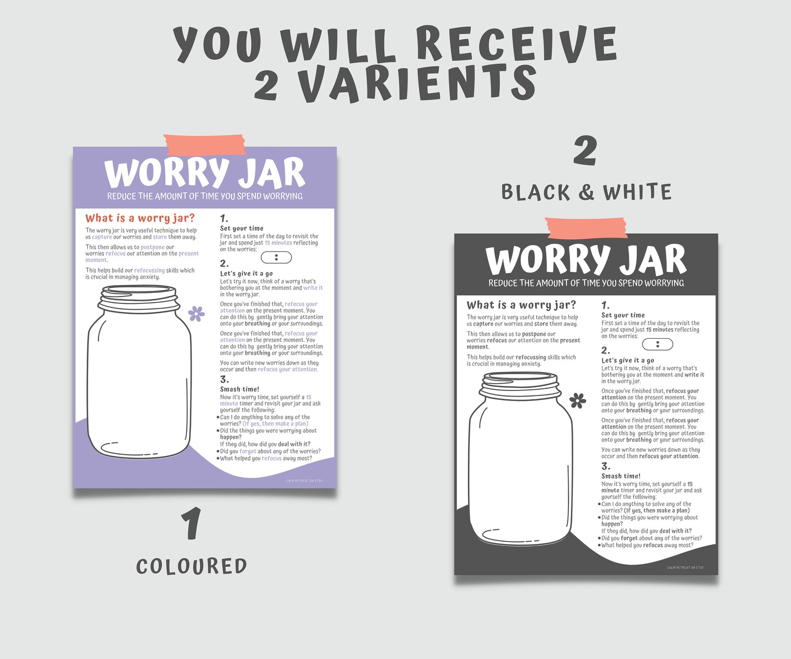 Worry Jar Handout - Anxiety Management Technique - Refocussing Skills ...