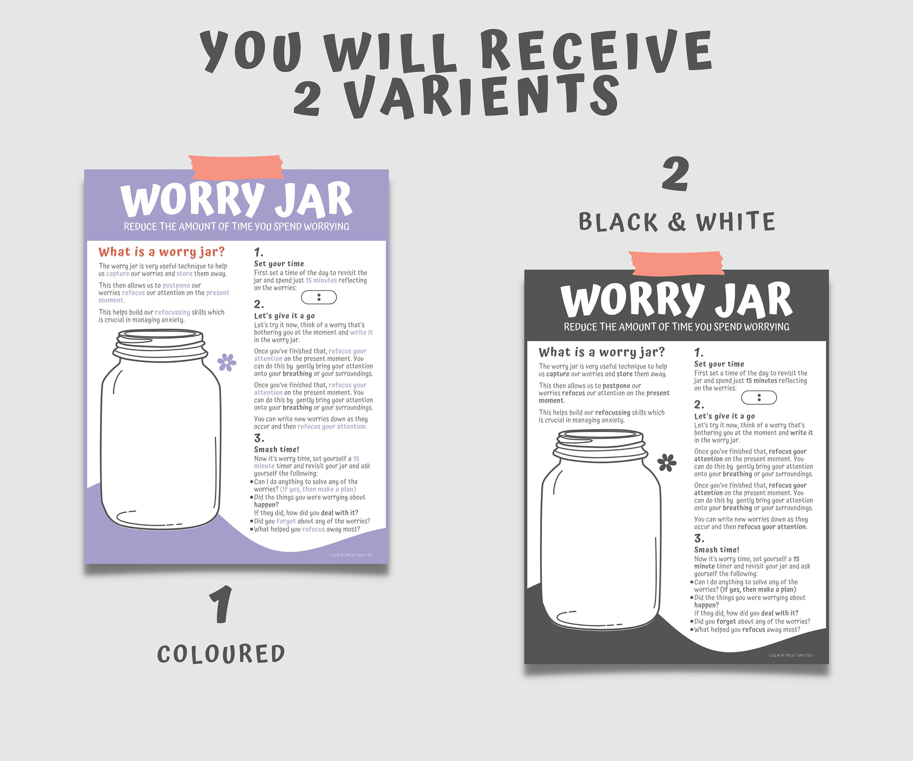 Worry Jar Handout - Anxiety Management Technique - Refocussing Skills ...