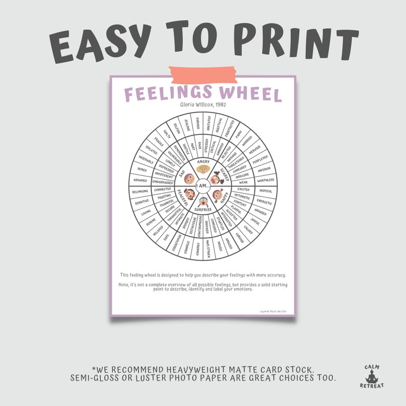 Feelings Wheel Bundle Emotions Wheel Printable Children - Etsy