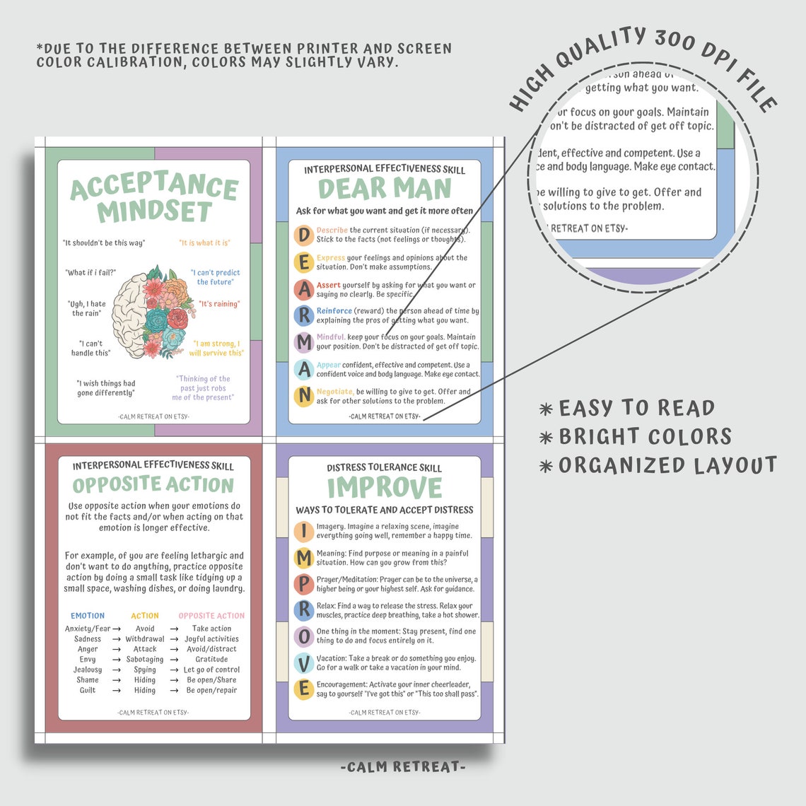 DBT Flash Cards, 55 Printable Cards, Self Help Cards, Coping Skills ...