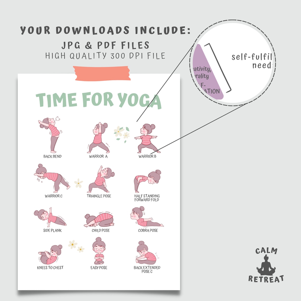 Yoga Poses Poster for Kids Montessori, Morning Yoga Routine for ...
