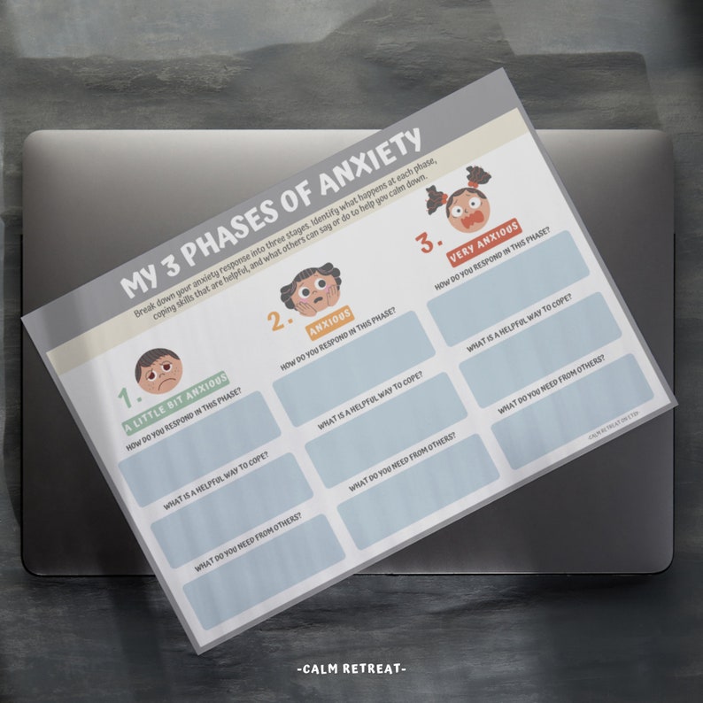My 3 Phases of Anxiety Worksheet, Anxiety Resource, Therapy, Therapist ...