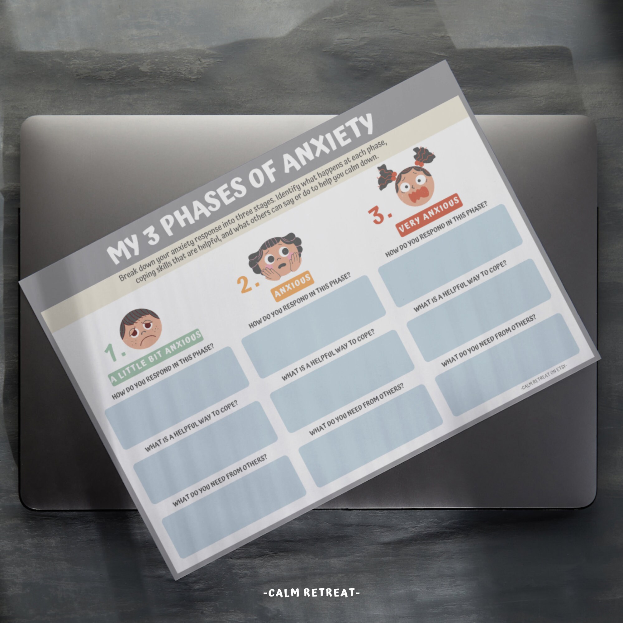 My 3 Phases of Anxiety Worksheet, Anxiety Resource, Therapy, Therapist ...