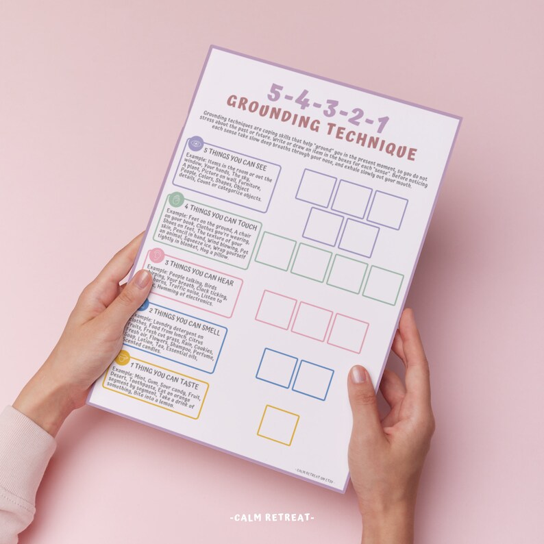 Grounding Techniques Worksheet, Coping Skills Worksheets for Kids ...