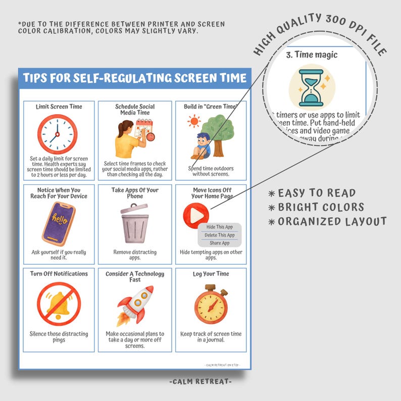 How to Self-regulate Screen Time Therapy PDF Handout-screen Time and ...