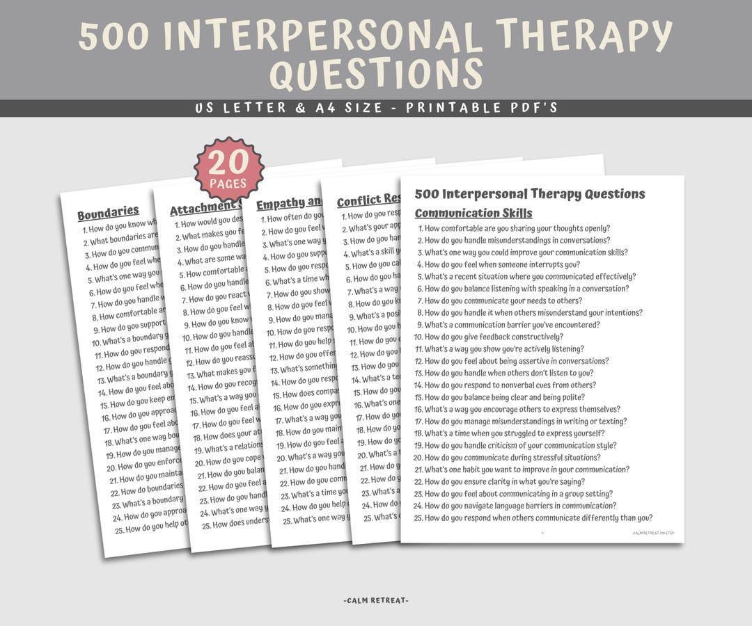 500 Interpersonal Therapy Questions: Communication Guide (digital ...