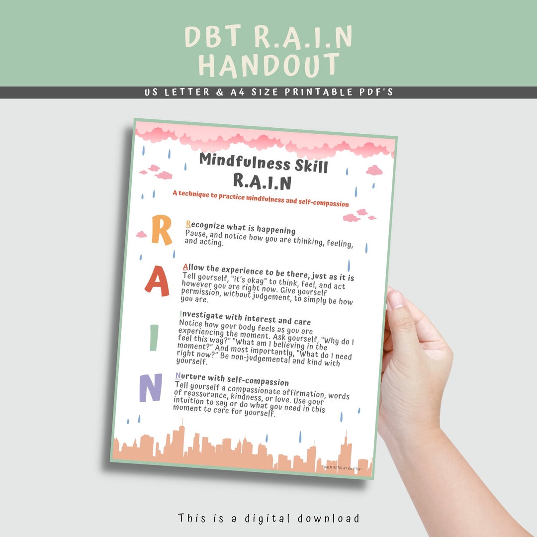 DBT Rain Skill Handout, Emotion Regulation Skills PDF, Dialectical ...