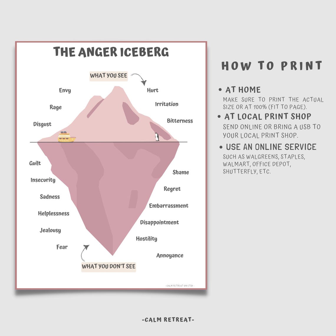 Anger Iceberg Poster & Worksheet: Mental Health, Self Regulation (PDF ...