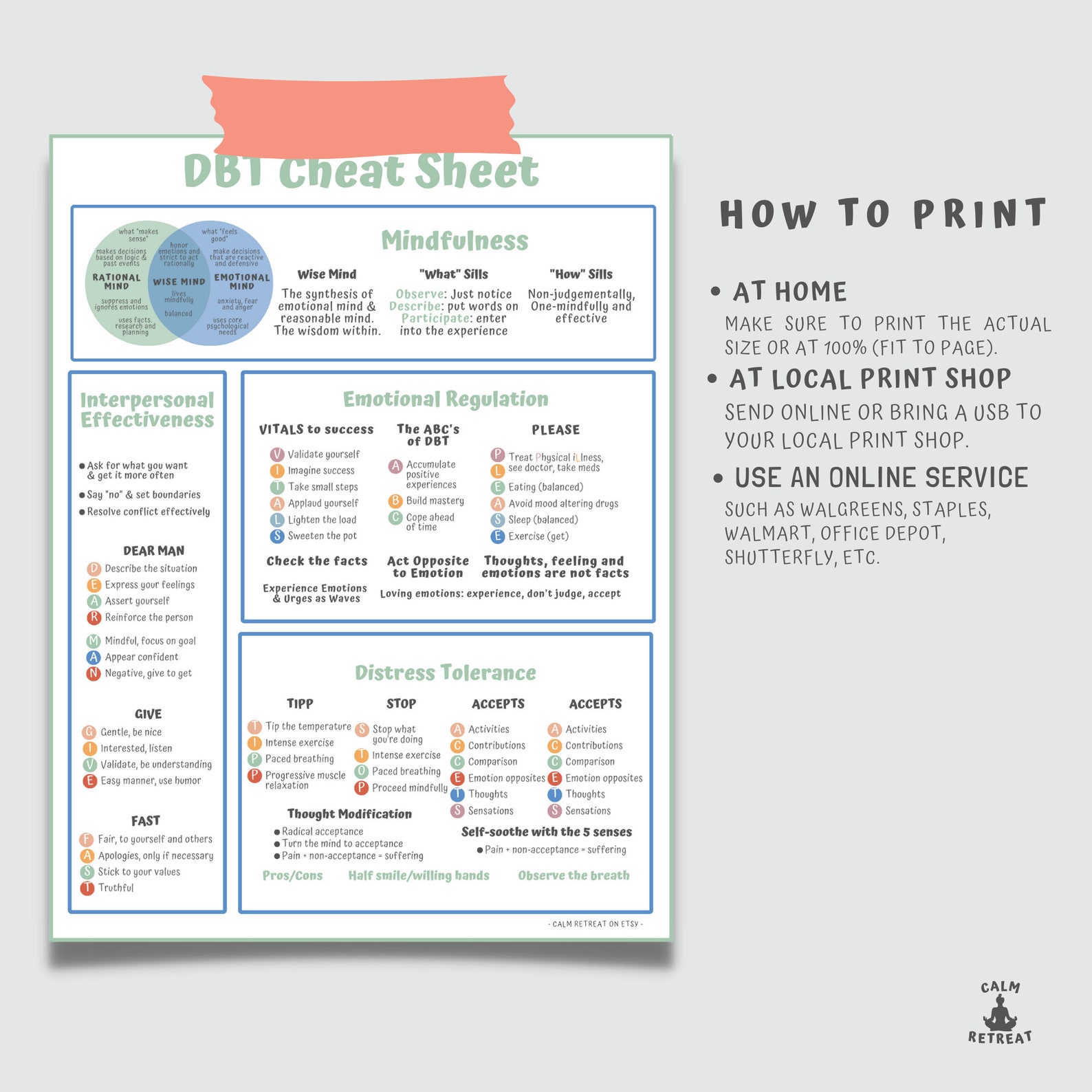 Buy DBT Cheat Sheet, DBT Skills, Borderline, Bpd, Therapy Worksheet ...