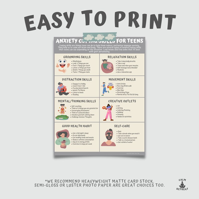 Anxiety Coping Skills for Teens Handout, Therapy School, Therapist ...