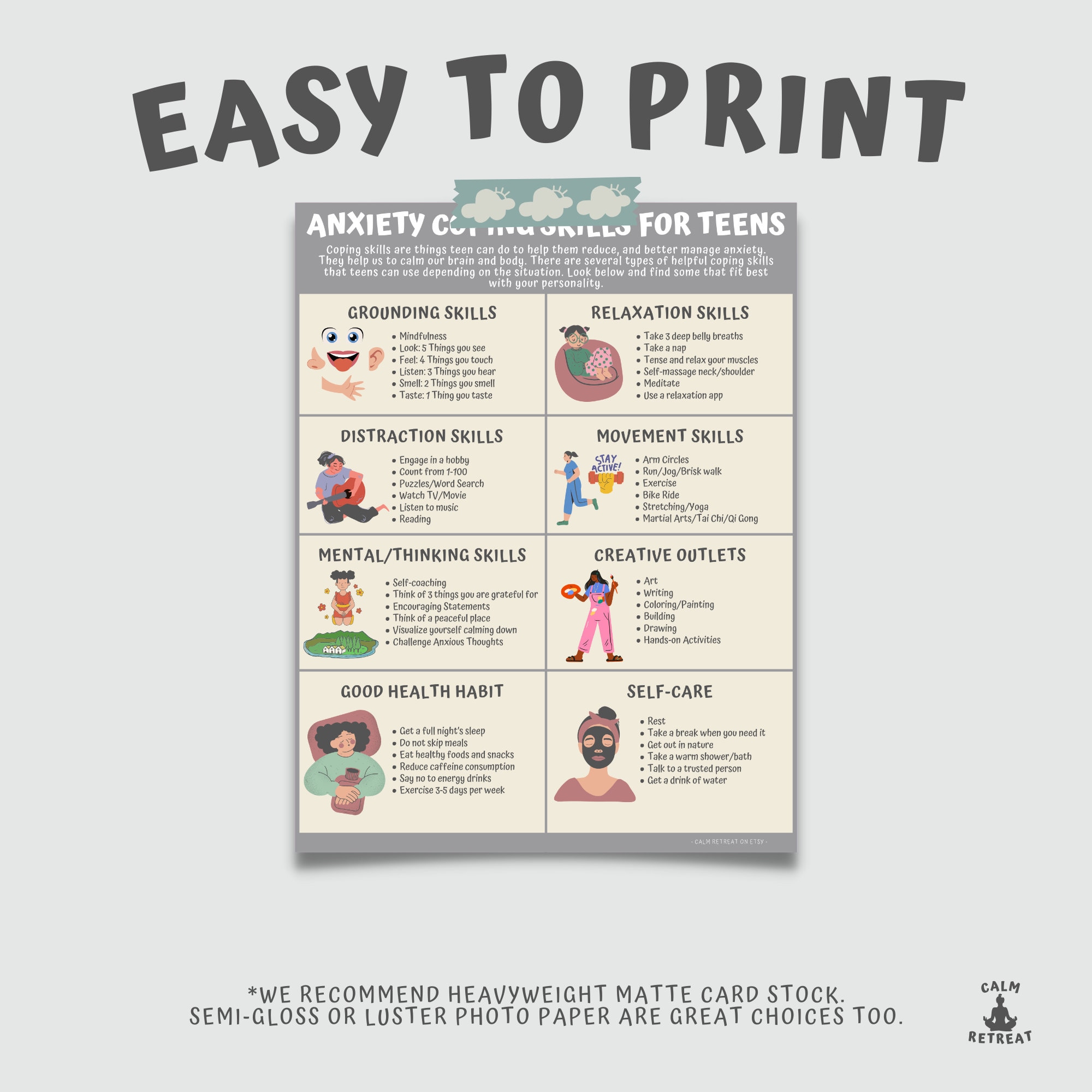 Anxiety Coping Skills for Teens Handout, Therapy School, Therapist ...