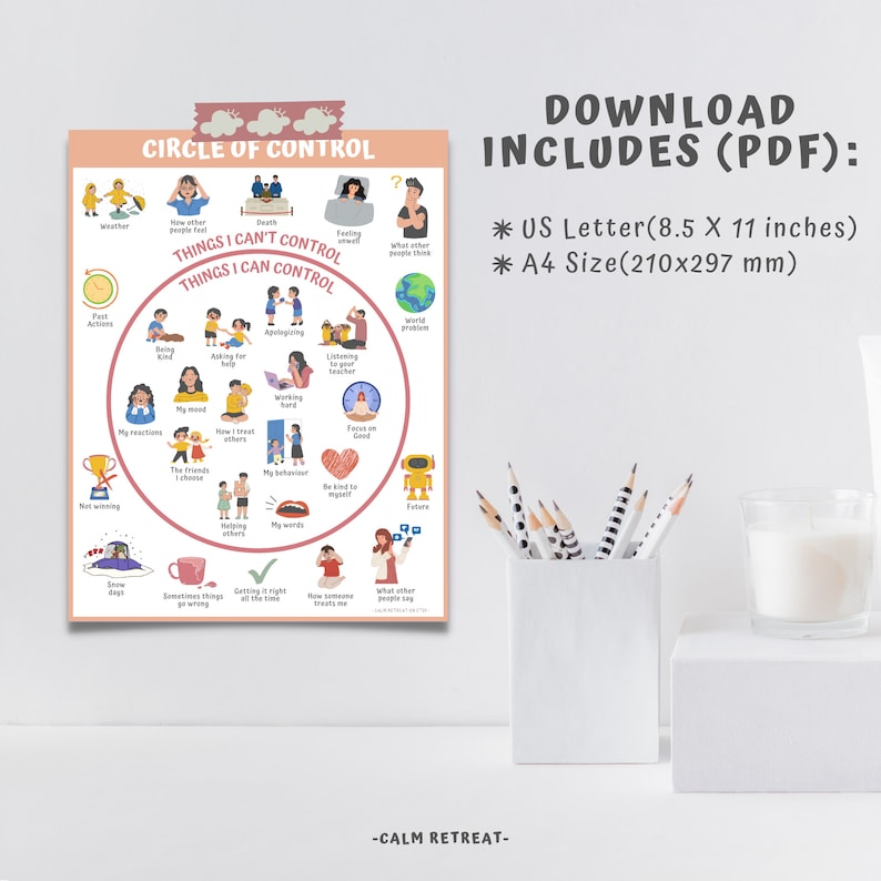 Circle of Control Handout: Mental Health Poster for Kids & Teens (PDF ...