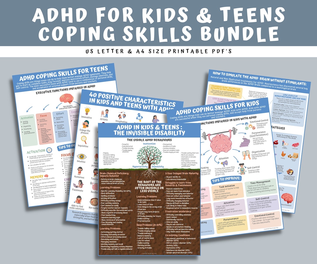 5 ADHD Printable Handout Bundle for Kids & Teens Child - Etsy