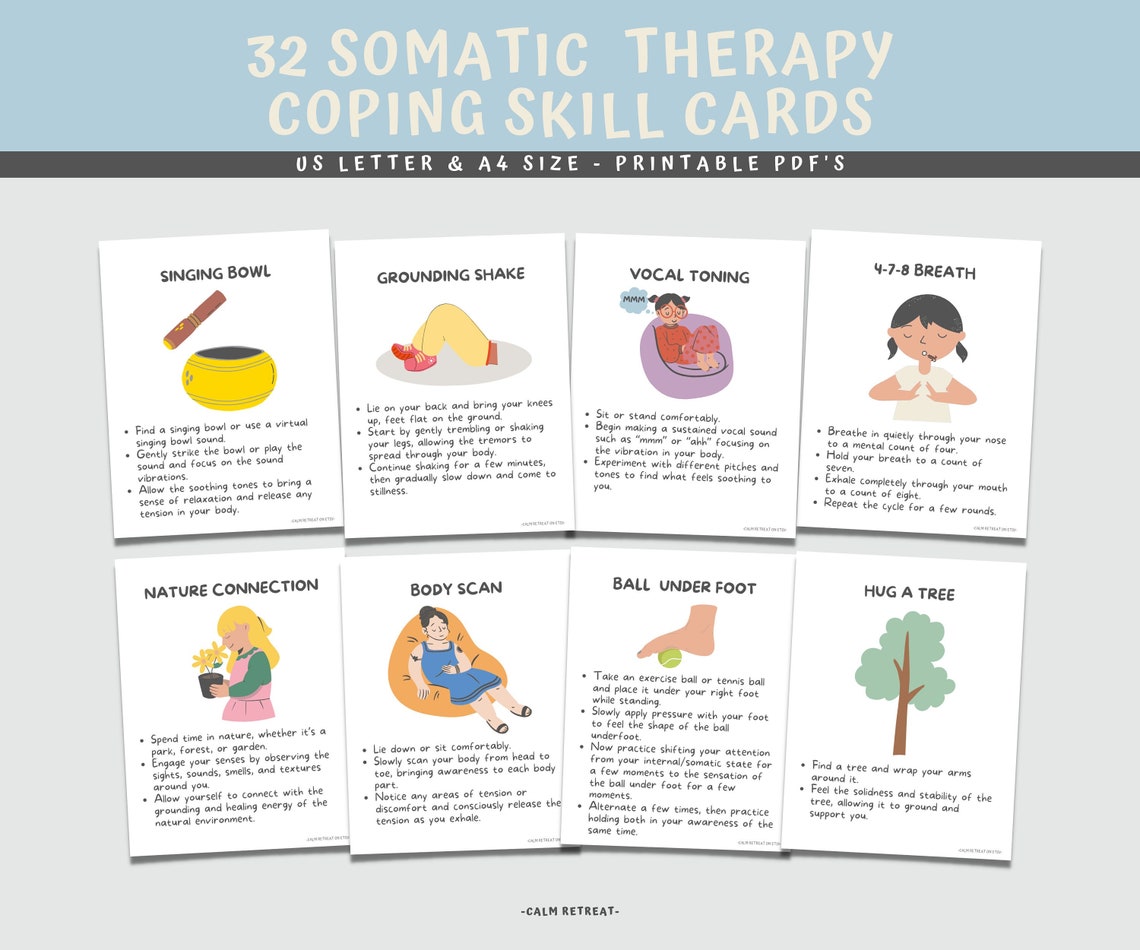 Somatic Therapy Exercise Cards: Trauma & Nervous System Support ...